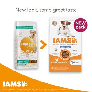 Iams Light in Fat with Fresh Chicken Dog Food 12kg. Free Delivery at ...